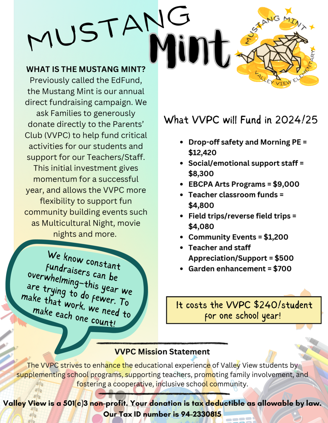 MUSTANG MINT – Valley View Elementary School